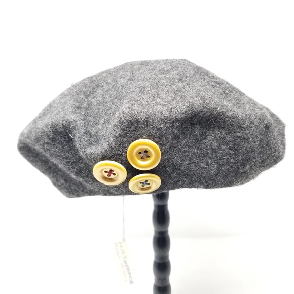 Hat Attack | Accessories | New Hat Attack Gray Wool Beret With Gold ...